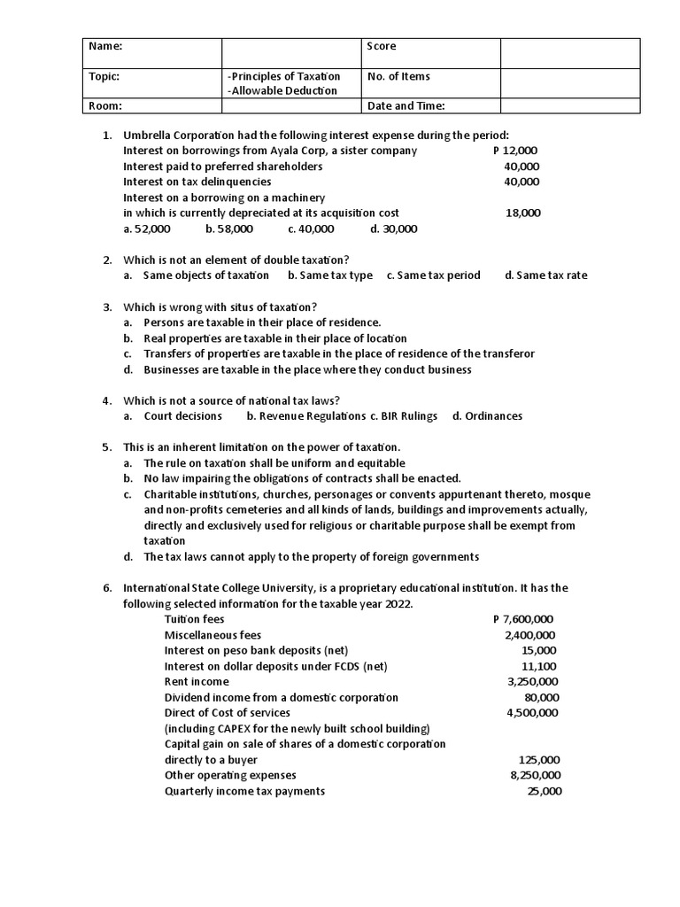 Allowable Deductions | PDF | Taxes | Tax Deduction