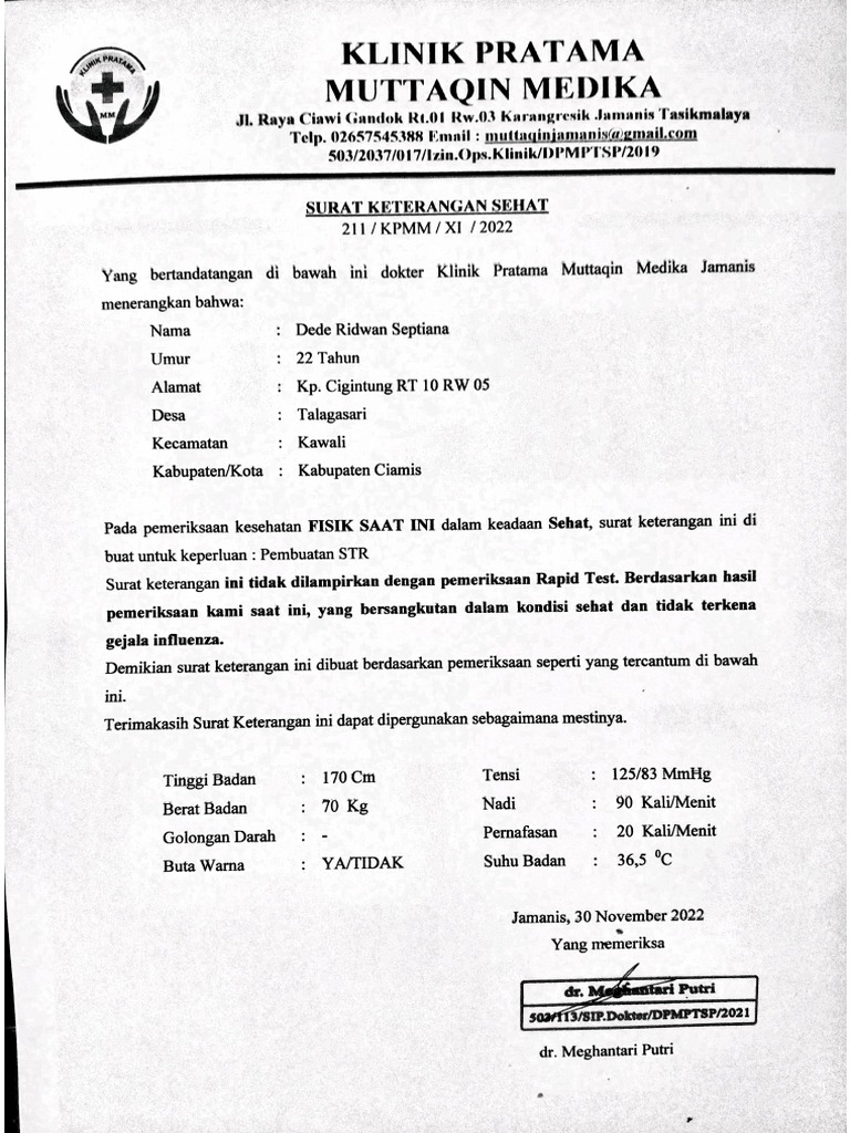 Surat Ket Sehat | PDF