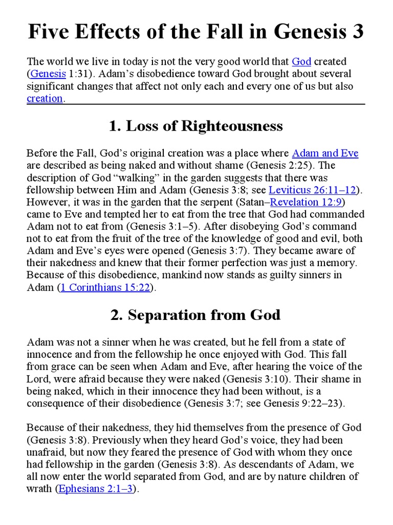 Five Effects of The Fall in Genesis 3 | PDF