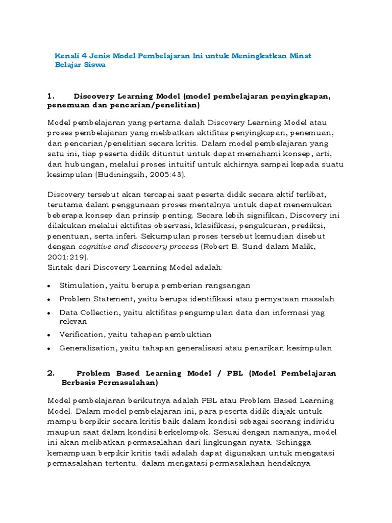 Kenali 4 Jenis Model Pembelajaran Ini Untuk Meningkatkan Minat Belajar ...