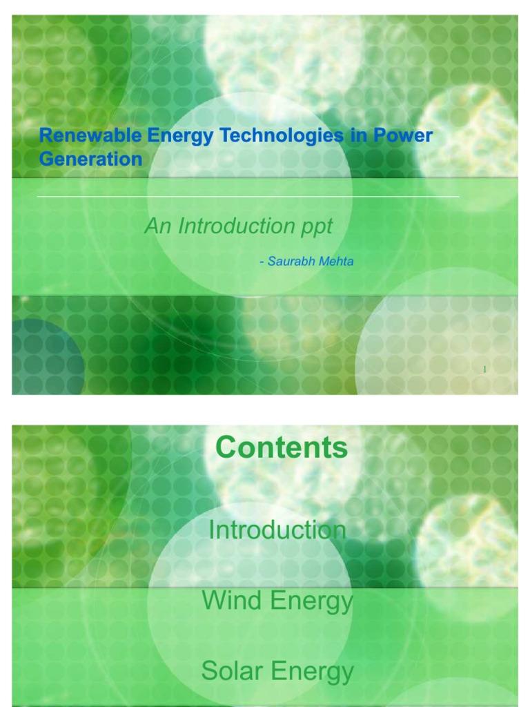 Renewable Energy Intro PPT 1054 | PDF