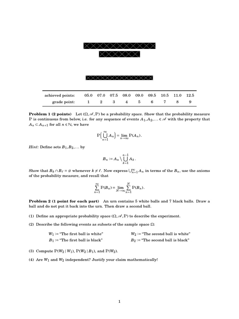 Sample Assignment 1 Elementary Probability | PDF | Probability | Measure (Mathematics)