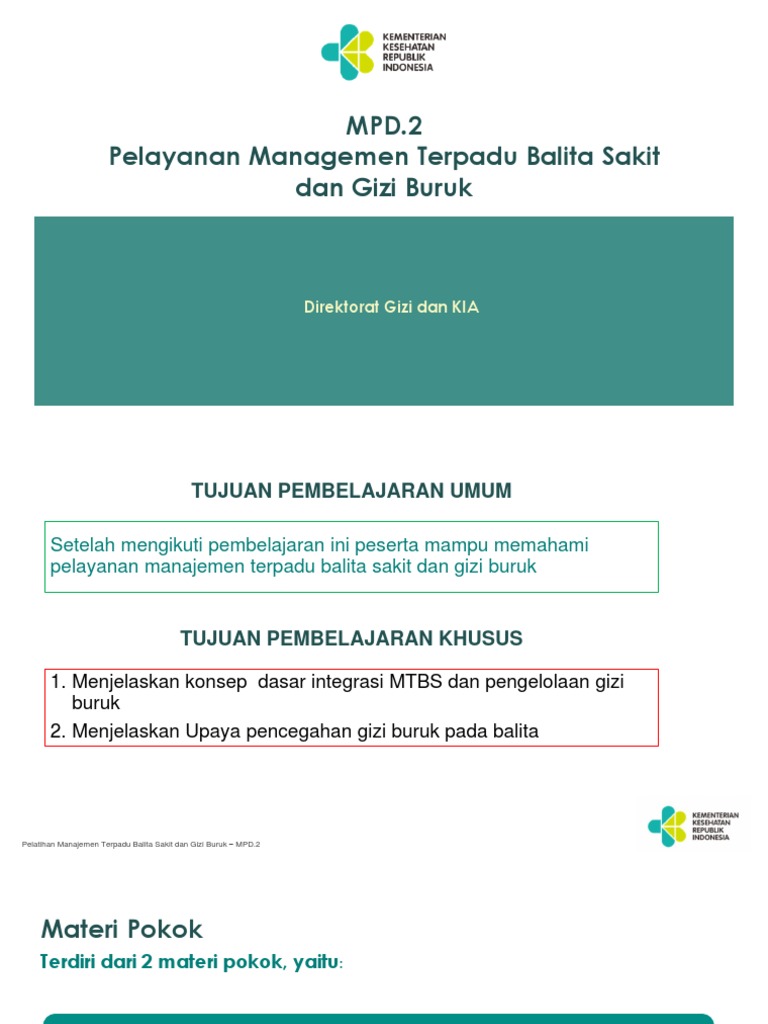 MPD 2 Pelayanan MTBS Dan Gizi Buruk | PDF