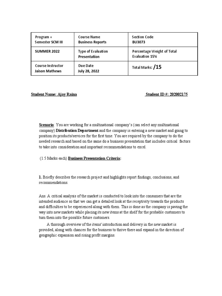 Ajay Raina - BU3073 - BR - Presentation | PDF | Public Speaking ...