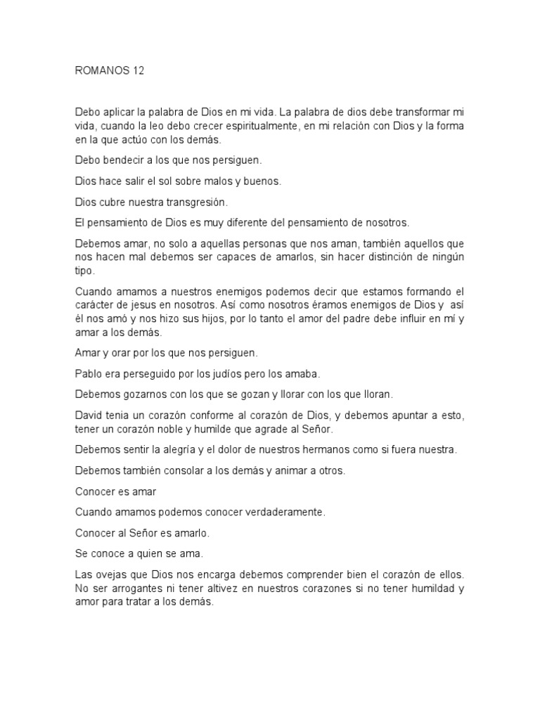 Romanos 12 | PDF | Amor | Pecado