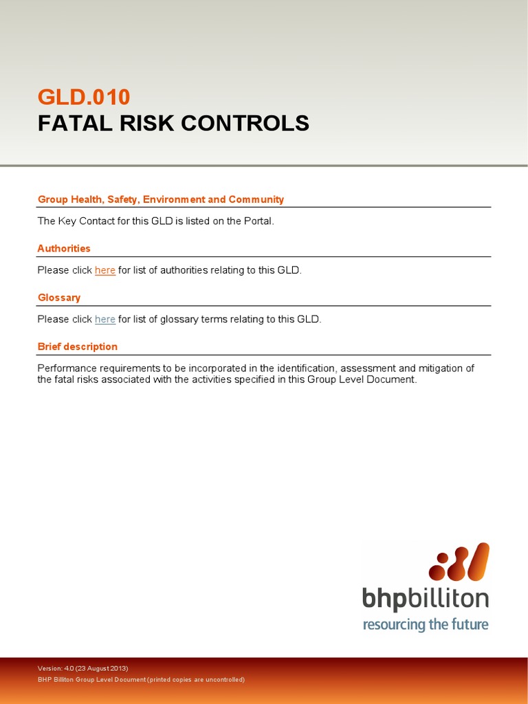 GLD.010 Fatal Risk Controls | PDF | Dangerous Goods | Traffic