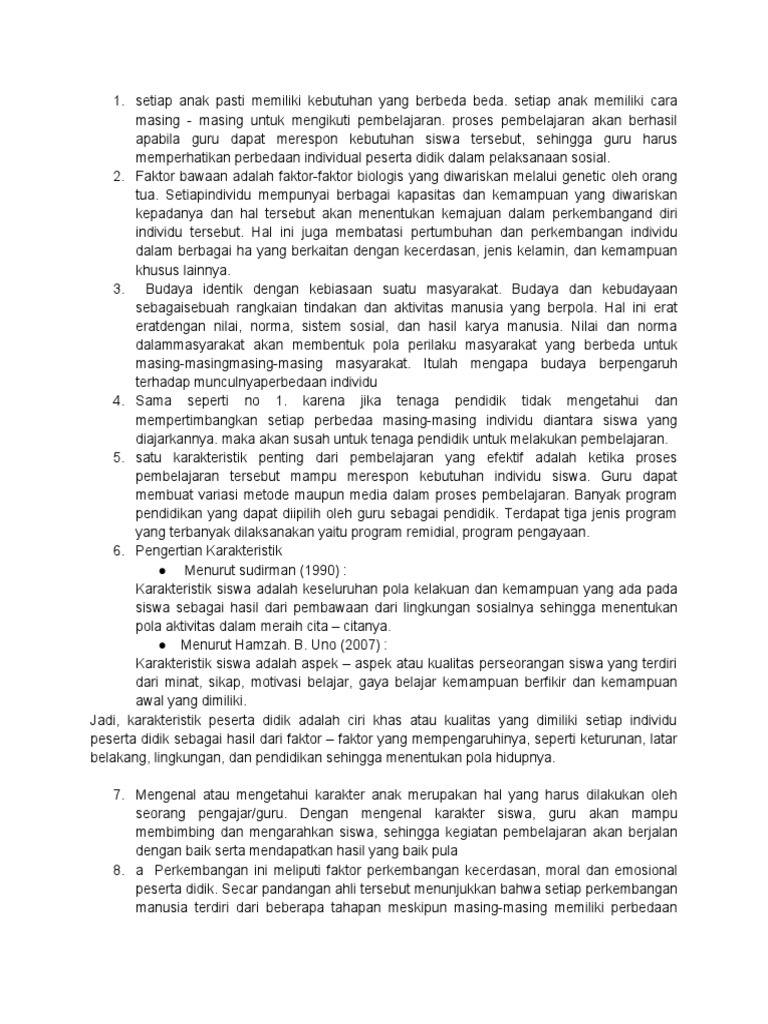 Jawaban Soal PDD - Karakteristik Dan Perbedaan Individu | PDF