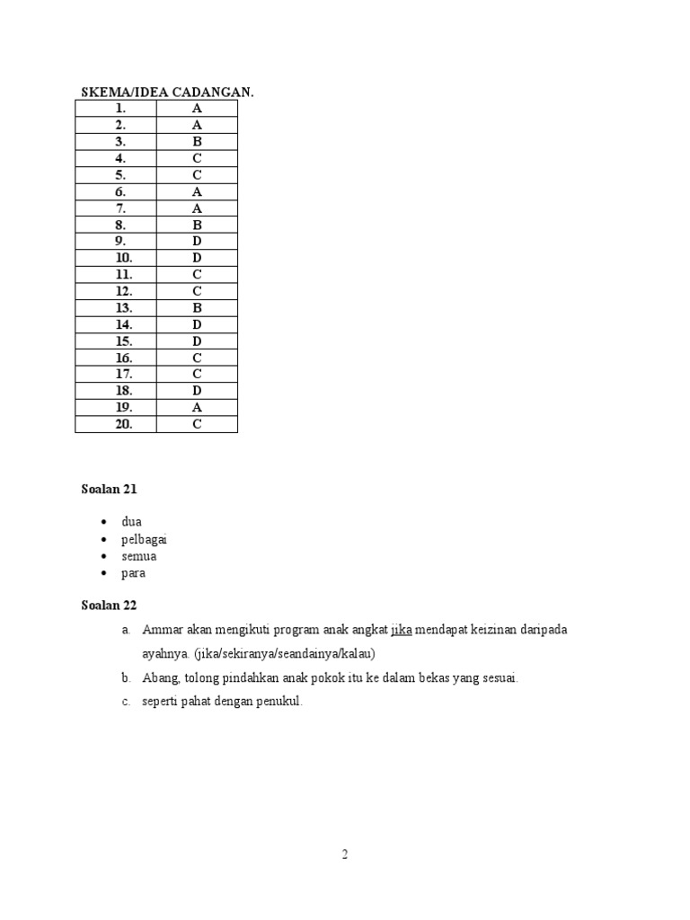 Skema Jawapan Set 2 Gerak Gempur Bahagian A Dan B | PDF