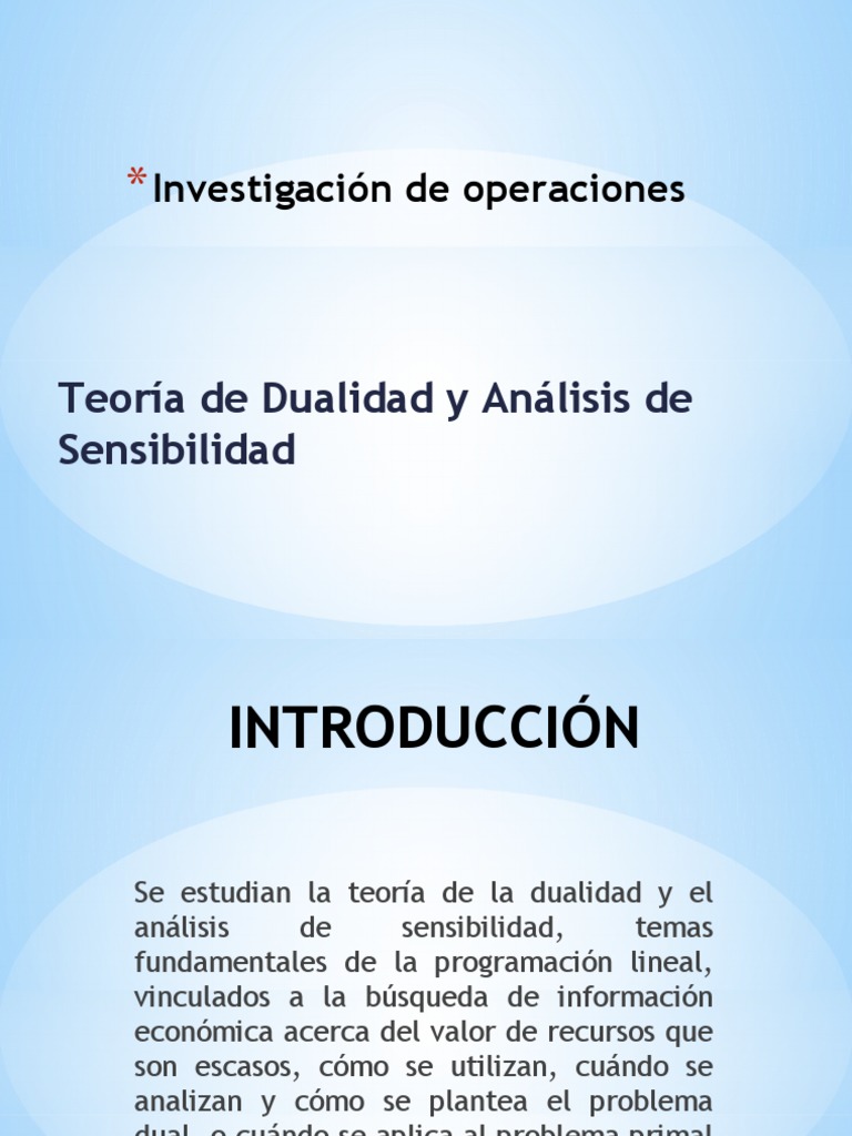 Teoría de Dualidad y Análisis de Sensibilidad | PDF | Programación lineal | Matemáticas