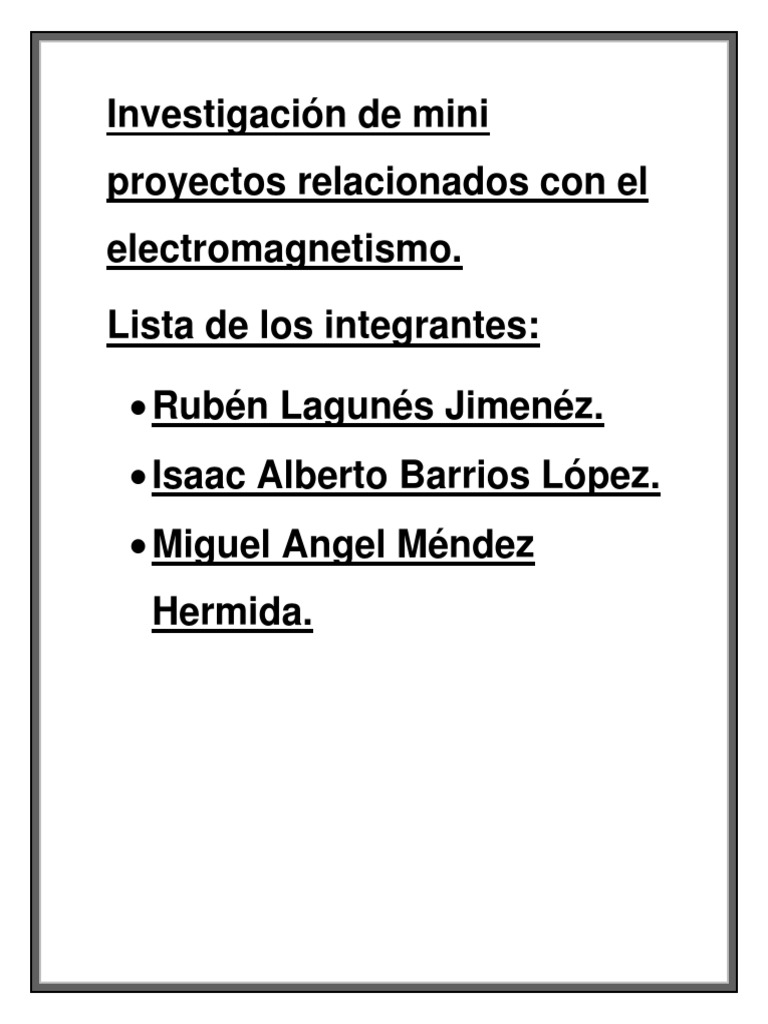 Mini Proyecto de Electromagnetismo | PDF | Imán | Cable