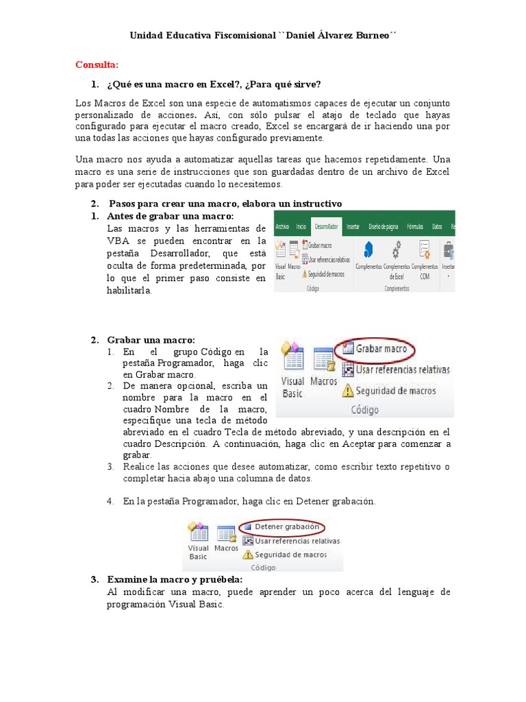 Consulta de Macros | PDF | Macro (informática) | Microsoft Excel