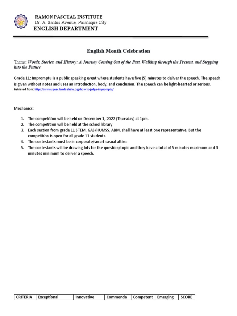 Impromptu Speech Making | PDF