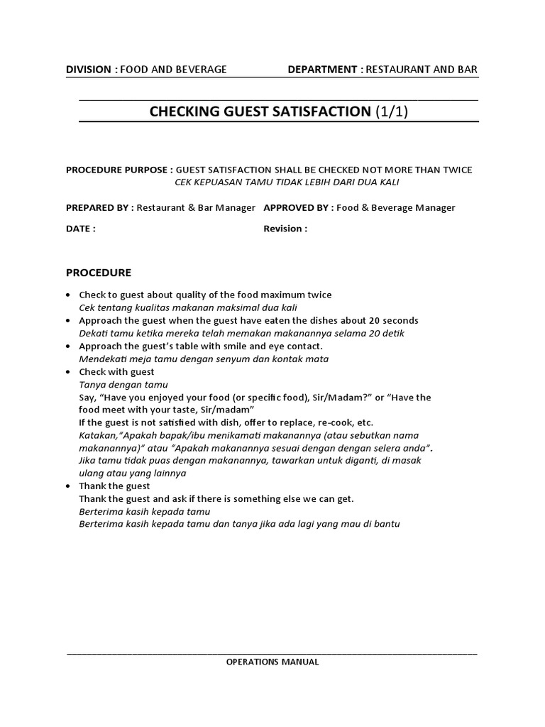 Checking Guest Satisfaction | PDF