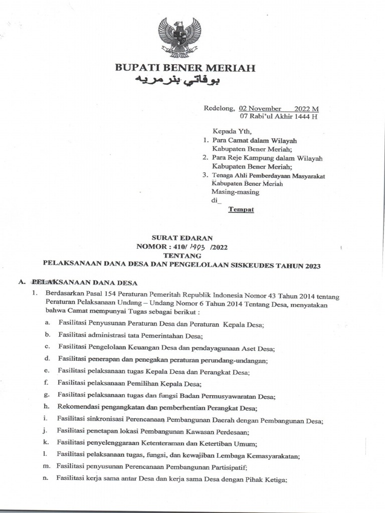 Se Pelaksanaan Dana Desa Pengelolaan Siskeudes Tahun 2023 Pdf