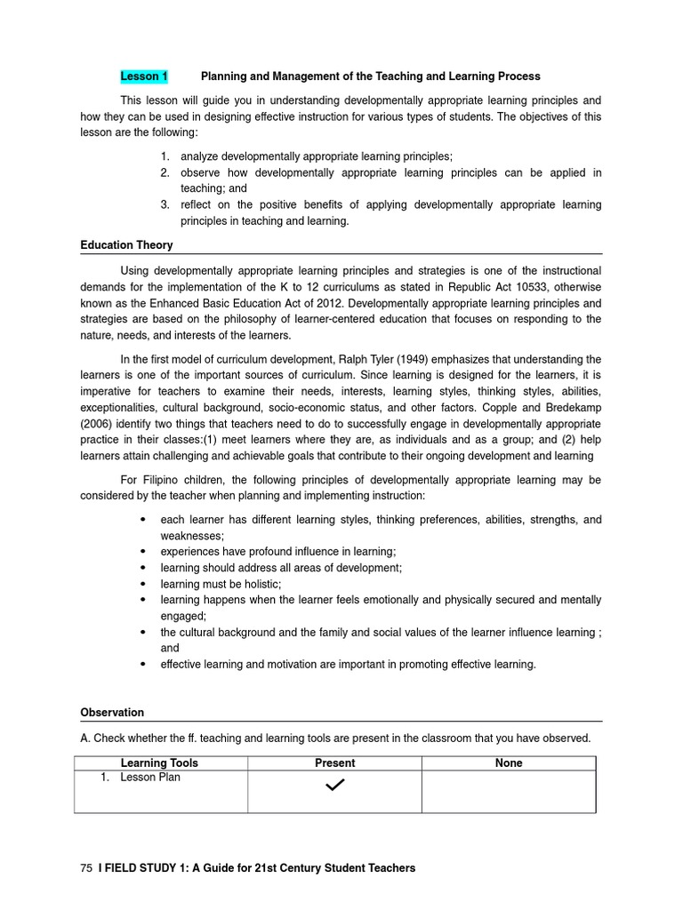 FS Chapter 4 Lesson 1to5 | PDF | Teaching Method | Teachers