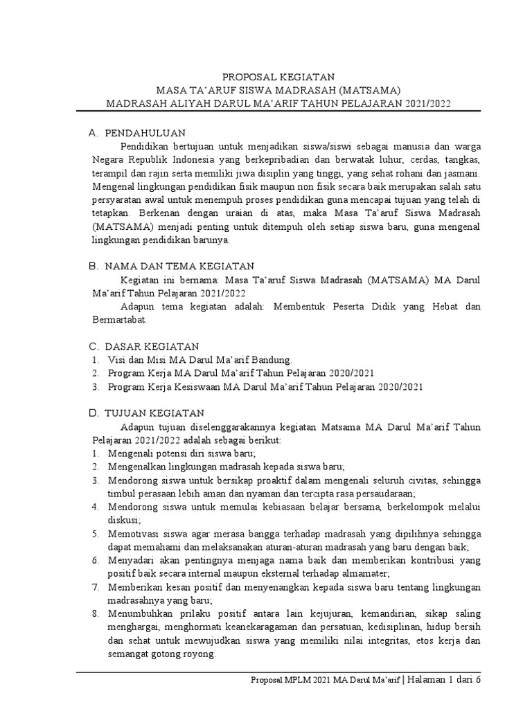 Proposal Matsama 2021-2022 | PDF | Seni