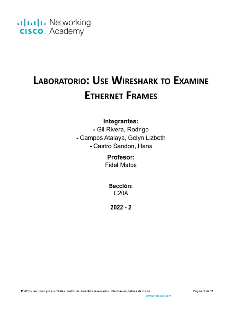 7 1 6 Lab Use Wireshark To Examine Ethernet Frames Pdf Controlador De Interfaz De Red