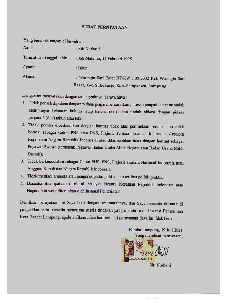 Surat Penyataan | PDF