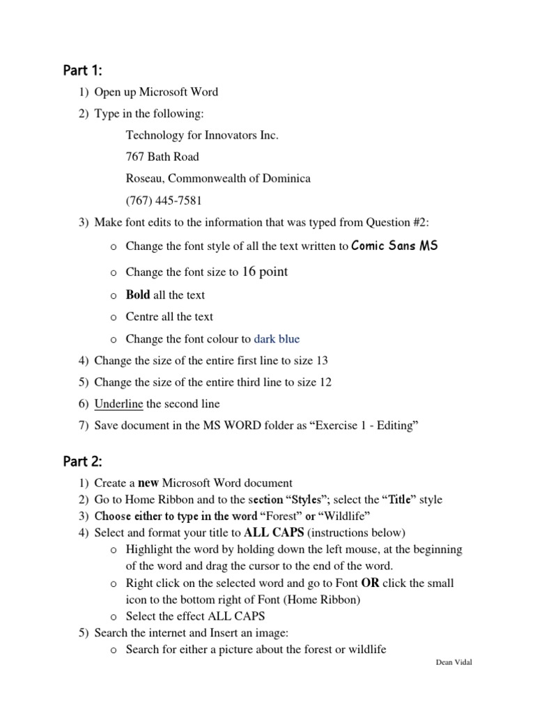 Basic Microsoft Word (Exercise 1) 2022 | PDF | Microsoft Word | Zip (File Format)