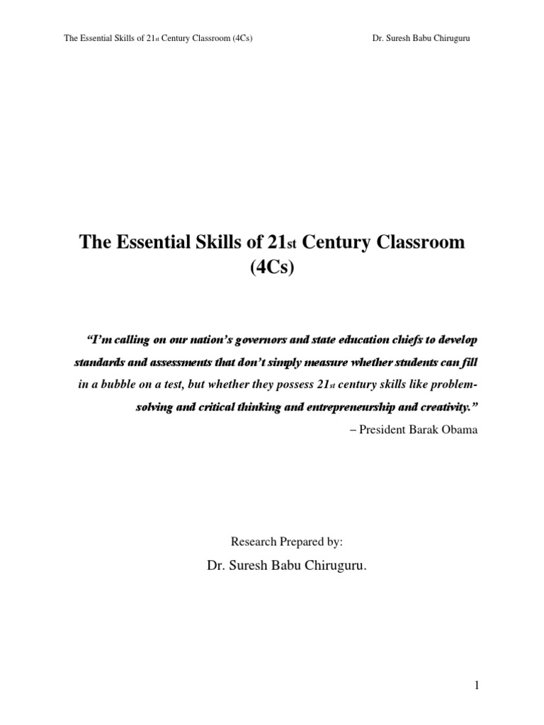 4Cs: Essential Skills for 21st Century | PDF | Critical Thinking ...