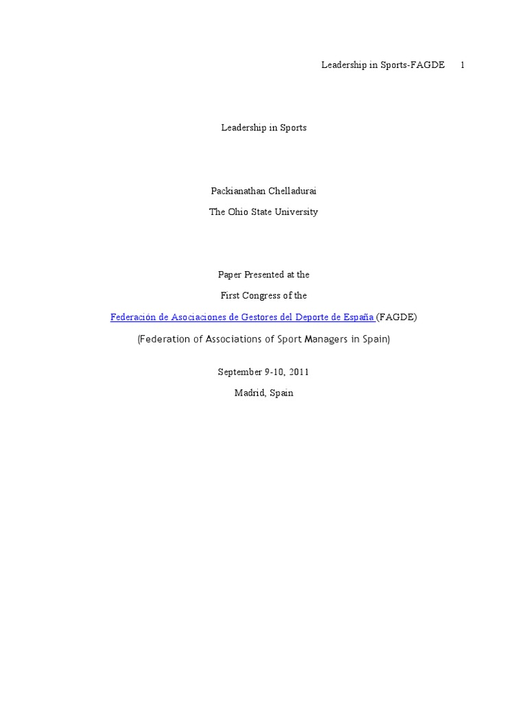 Chelladurai LEADERSHIP | PDF | Leadership | Goal