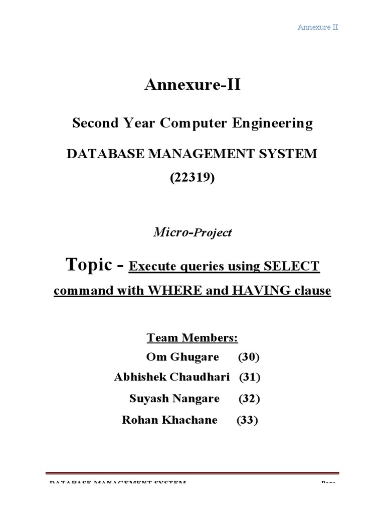 SQL Queries with WHERE and HAVING Clauses | PDF | Databases | Relational Database