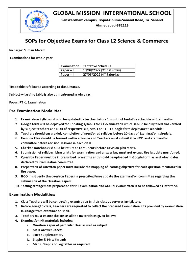 SOPs For Examination | PDF | Career & Growth