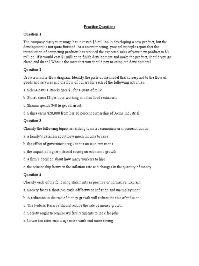 Practice Questions - Revision | PDF | Elasticity (Economics) | Interest