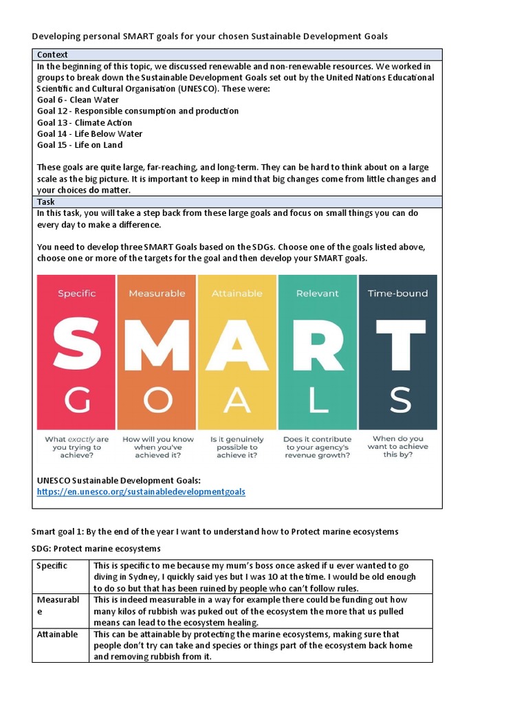 Smart Goals | PDF | Sustainability | Water