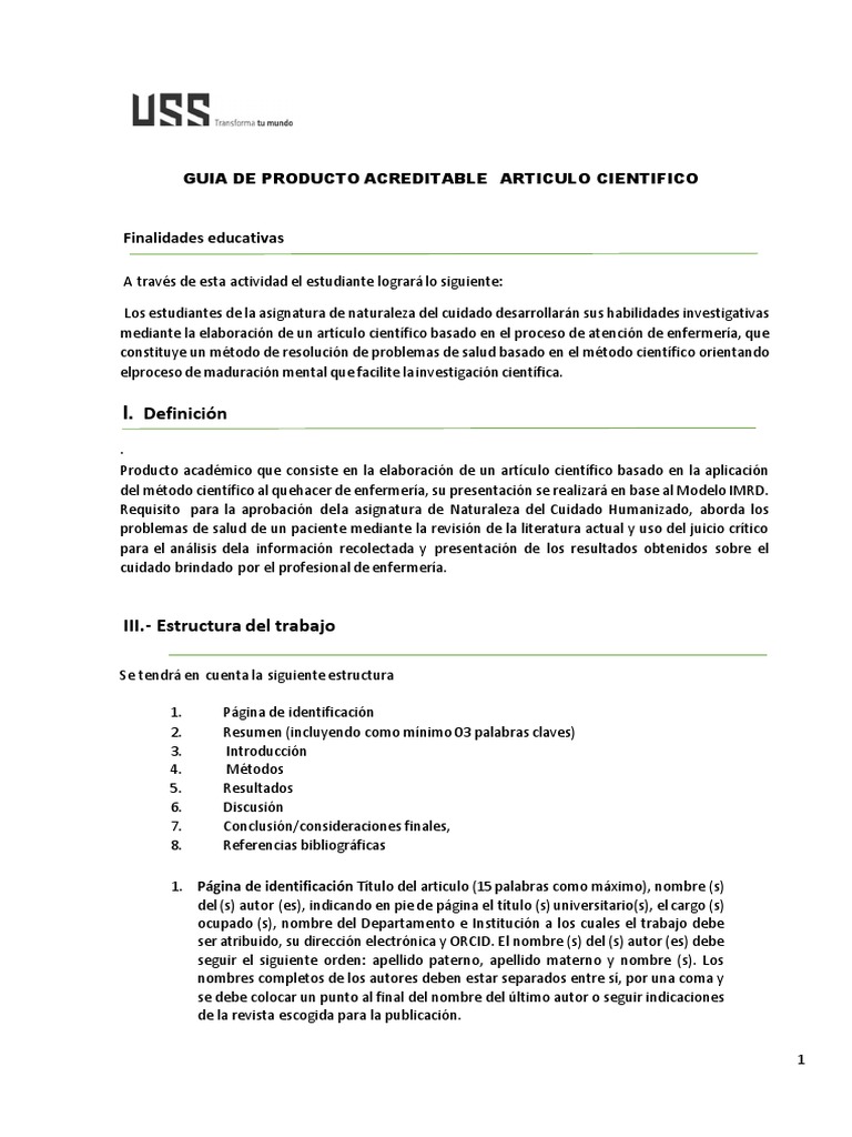 Guia Producto Acreditable Articulo Cientifico NCH | PDF | Vejez ...