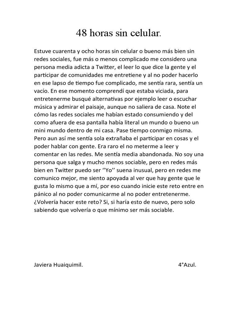 48 Horas Sin Celular | PDF
