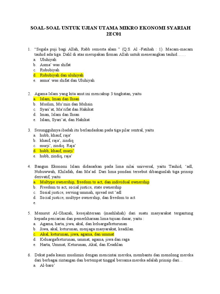 Soal-Soal UU Mikro Ekonomi | PDF