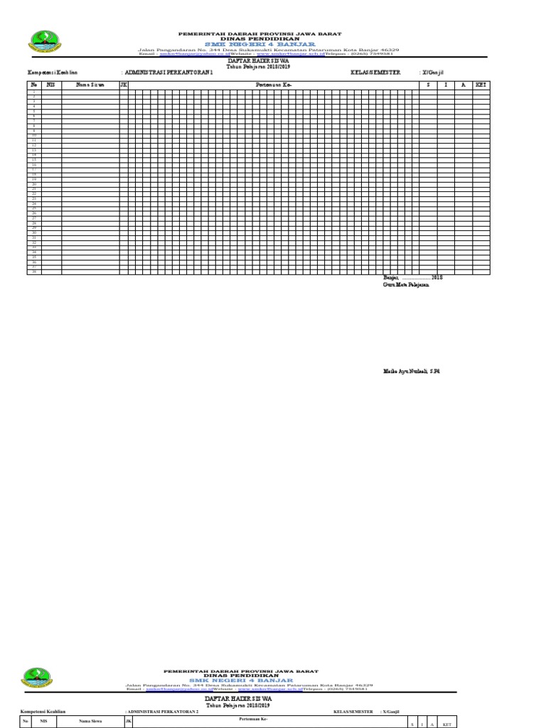 Presensi X AP 1 & 2 Admin Umum | PDF