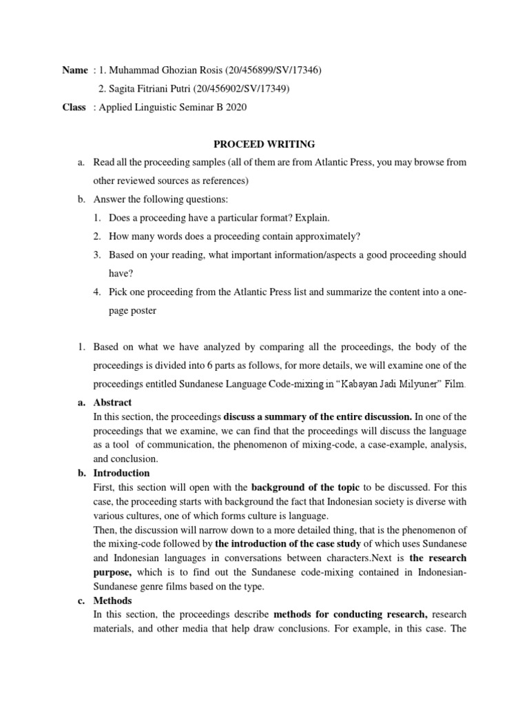 Proceed Writing | Download Free PDF | Analysis | Indonesian Language