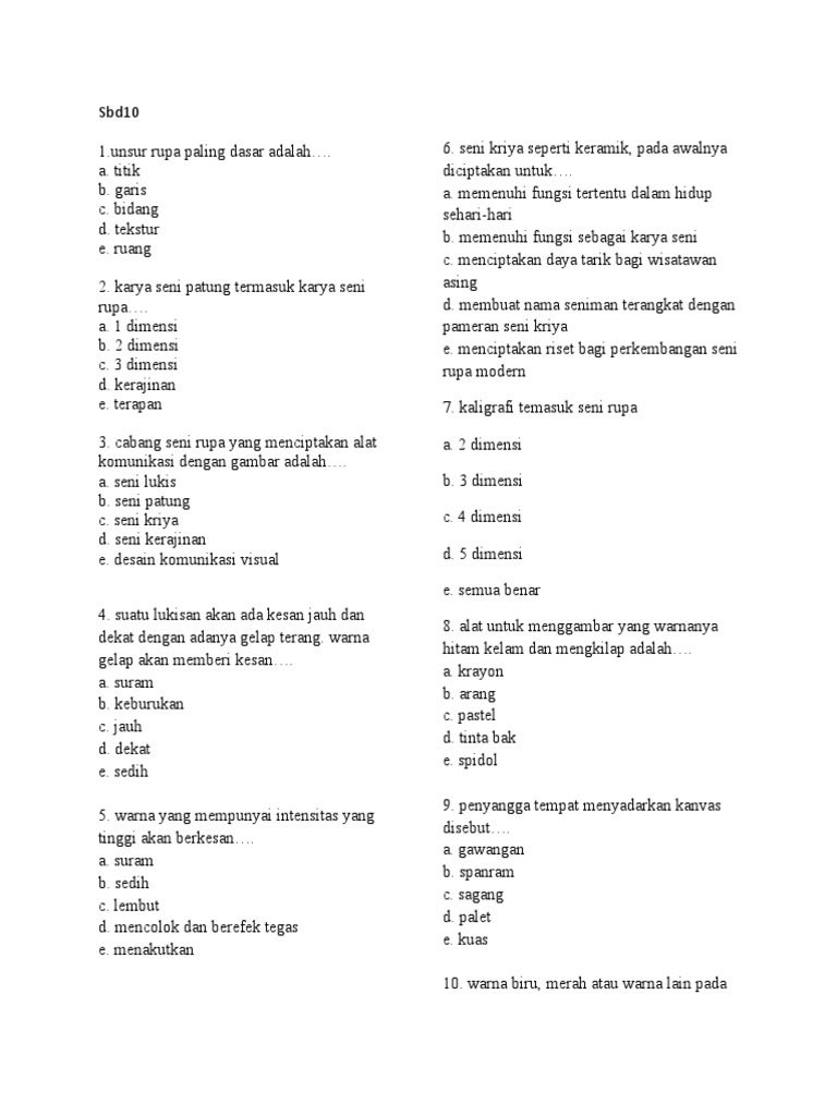 Soal SBD Kellas X | PDF