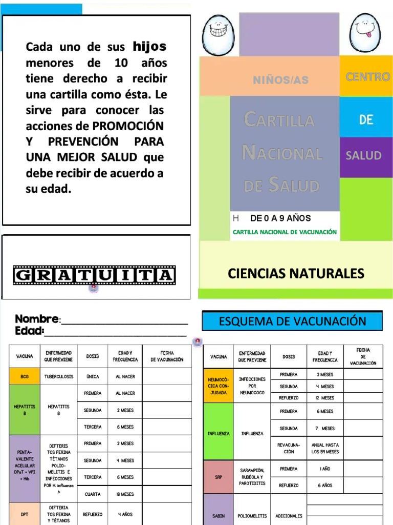 Cartilla Nacional de Vacunación Infantil | PDF | Enfermedades y ...