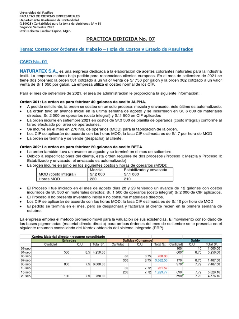 PRÁCTICA DIRIGIDA No. 07 | PDF | Business | Economias