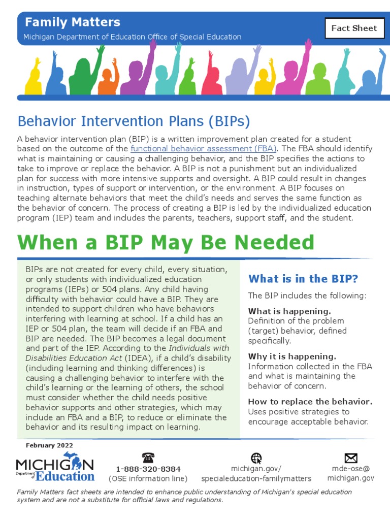Bip Factsheet | PDF | Individualized Education Program | Psychology