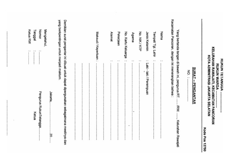 Surat Pengantar RT RW | PDF