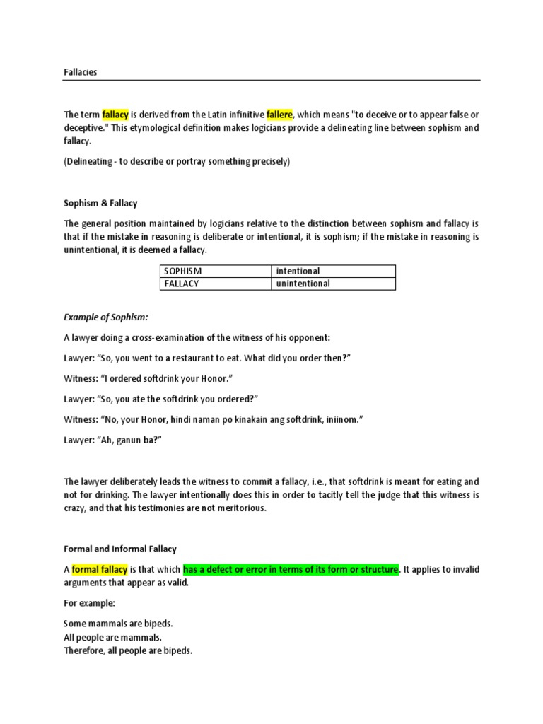 Fallacies | PDF | Fallacy | Argument