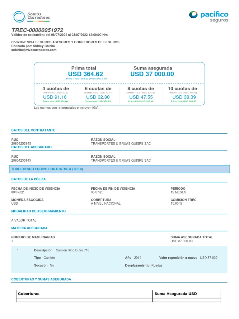 Seguro TREC para Maquinaria Móvil | PDF | Póliza de seguros | Malware