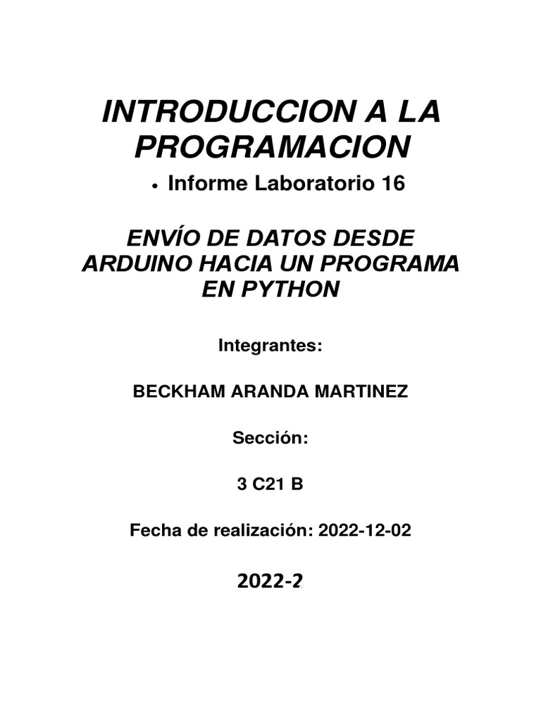 Programación Arduino Y Python Pdf Programación De Computadoras 