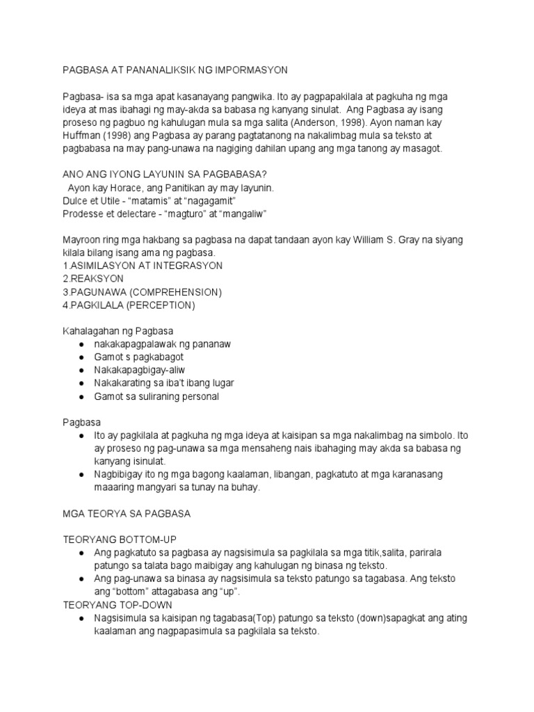 Pagbasa at Pananaliksik 1.2 | PDF