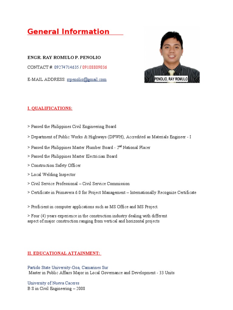 Penolio Resume | PDF | Engineer | Philippines