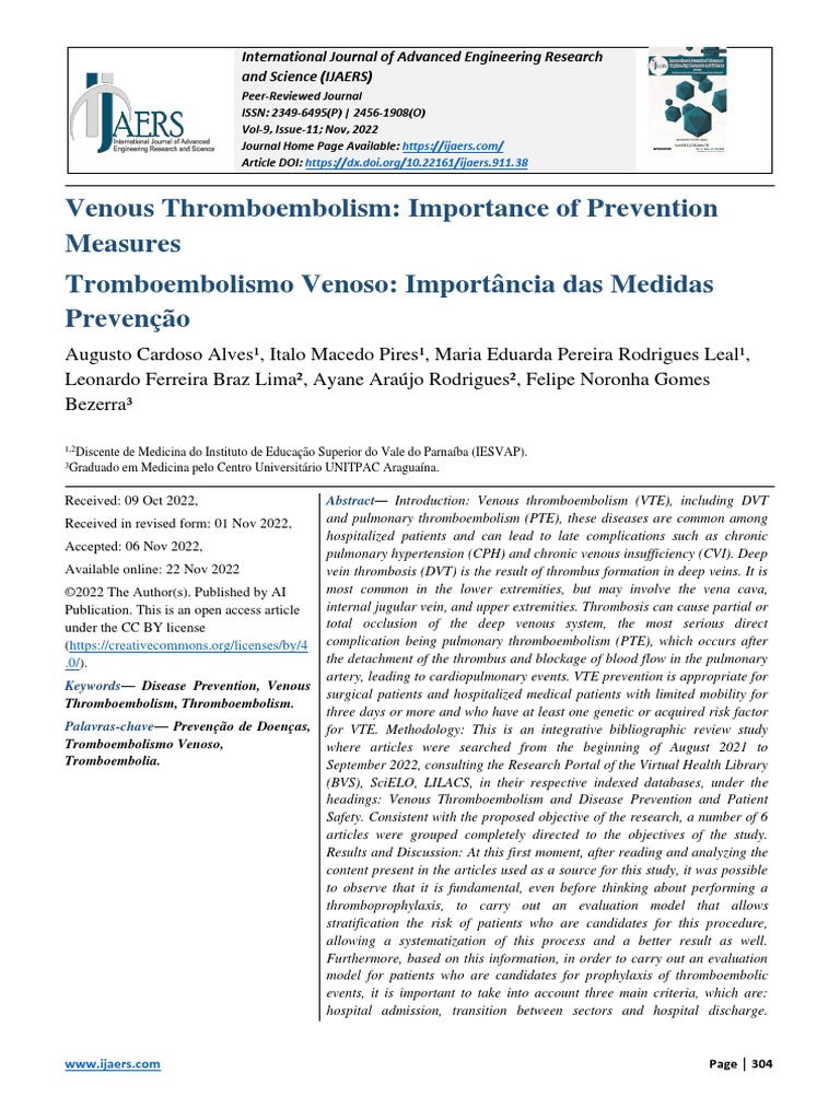 Venous Thromboembolism: Importance of Prevention Measures | PDF ...