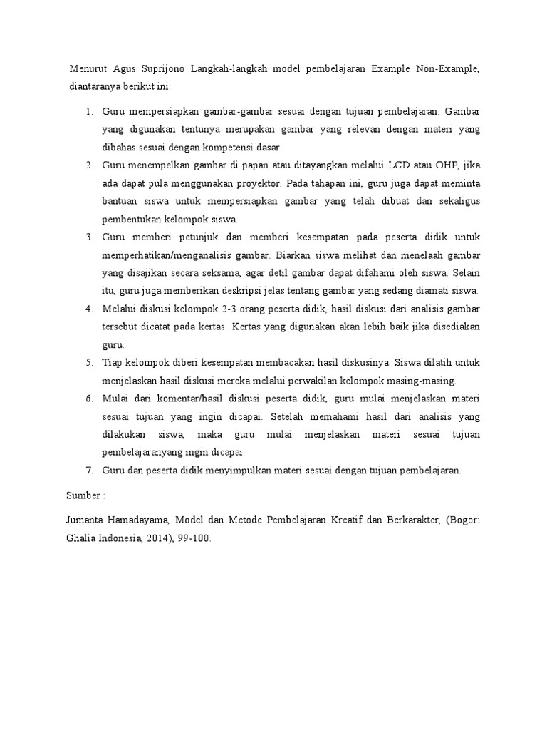 Langkah Pembelajaran Example Non-Example | PDF | Karier & Perkembangan
