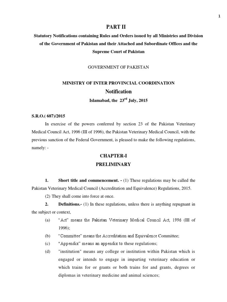 PVMC Accreditation and Equivalence Regulations 2015 | PDF