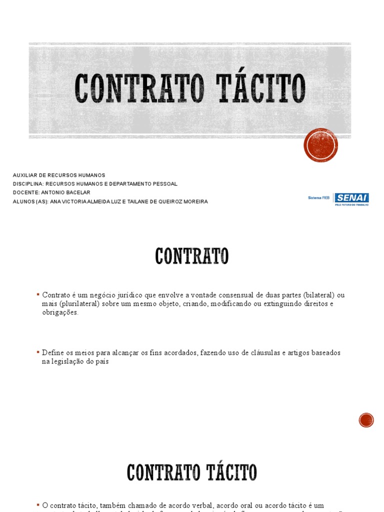 Entendendo o Contrato Tácito de Trabalho | PDF | Business | Justiça