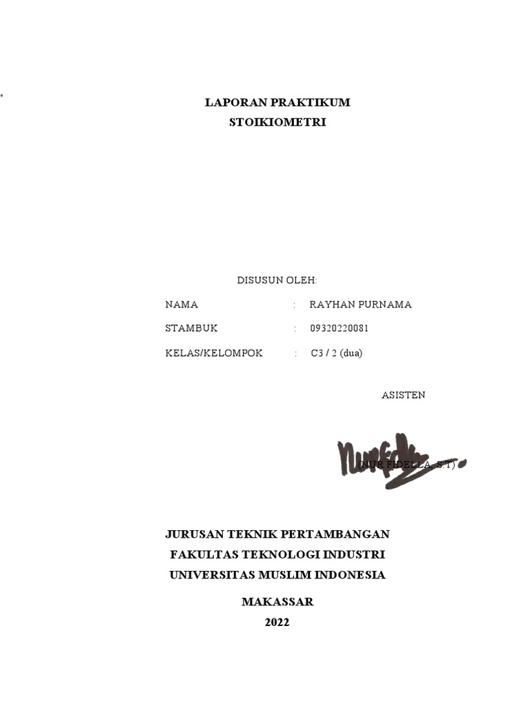 Laporan Stoikiometri (Rayhan) Revisi Baru | PDF