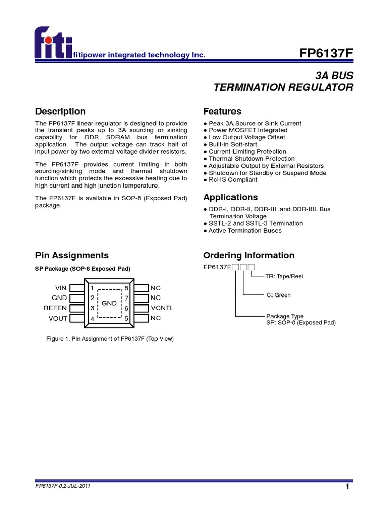 DDR Bus Termination Regulator | PDF | Power Supply | Resistor